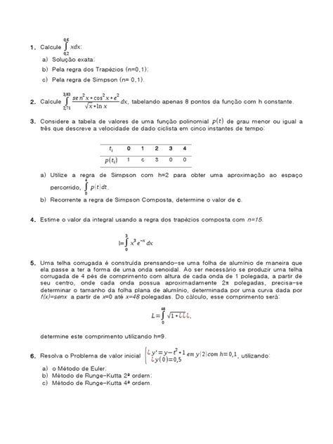 Cálculo Numérico Integrais Edos E Aproximações Pdf Análise