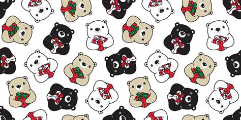 곰 원활한 패턴 크리스마스 벡터 북극곰 선물 상자 산타 클로스 모자 스카프 고립 만화 반복 벽지 타일 배경 일러스트 낙서 디자인