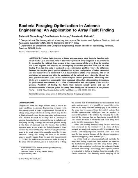 Pdf Bacteria Foraging Optimization In Antenna Engineering An