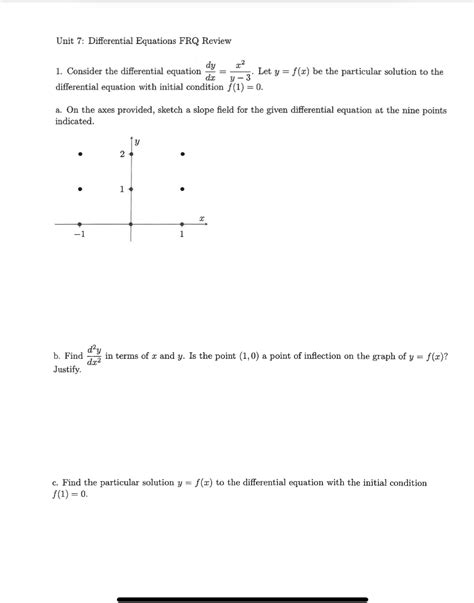 Solved Unit 7 Differential Equations Frq Reviewconsider The
