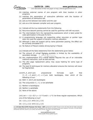 Gate Cs PDF Programming Languages Computing
