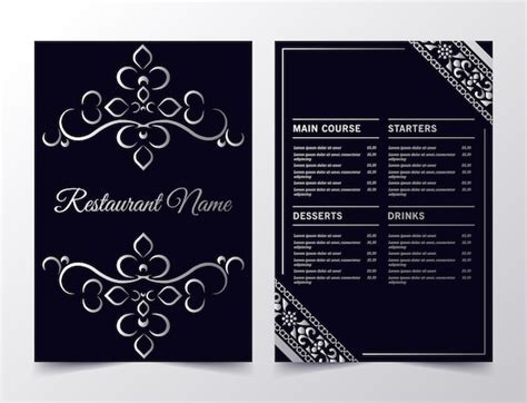 Premium Vector Menu Layout With Ornamental Elements