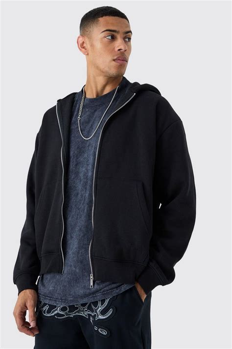 Oversized Zip Through Hoodie Boohoo Uk