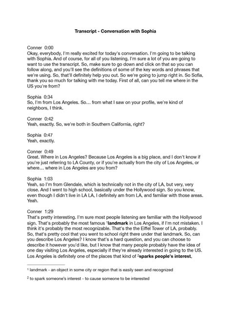 Transcript Conversation With Sophia Pdf Mexican Cuisine