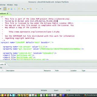 Eclipse IDE Screenshot Of JikesRVM Project Setup With Build Xml File
