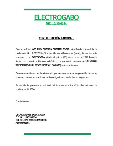 Formato Carta Certificacion Laboral Lights Crystal