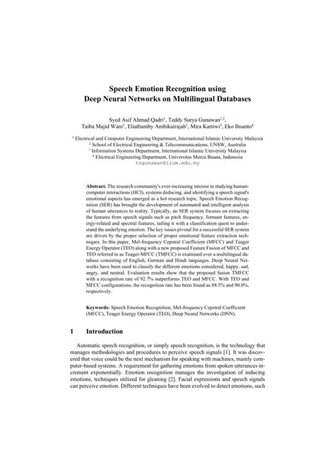 Pdf Speech Emotion Recognition Using Deep Neural Networks On