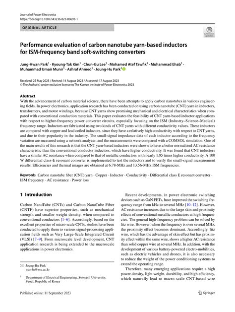 Pdf Performance Evaluation Of Carbon Nanotube Yarn Based Inductors For Ism Frequency Band Soft