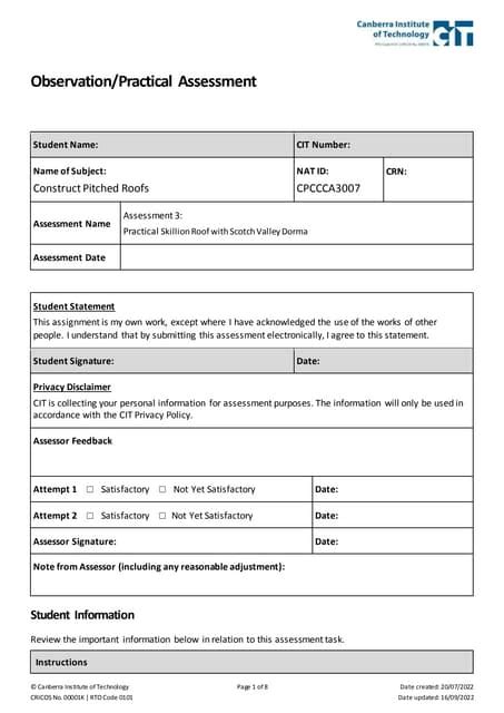 3 Practical Assessment Skillion Roofdocx