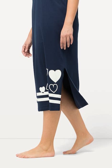 Stripe And Heart Short Sleeve V Neck Nightgown Nightgowns Sleepwear