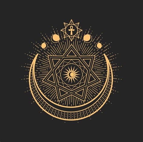 Esoteric Occult Symbol Tarot Sign With Crescent 18757570 Vector Art At