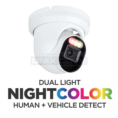 8mp Dual Light Turret Camera Smart Detection Speaker Mic Built In Ndaa Unix Cctv