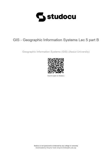 Gis Geographic Information Systems Lec 5 Part B Pdf