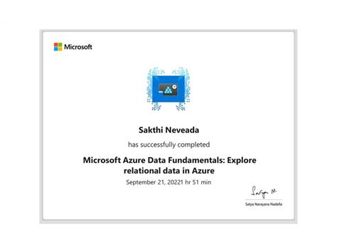 Completed Microsoft Azure Data Fundamentals Course Sakthi Neveada L