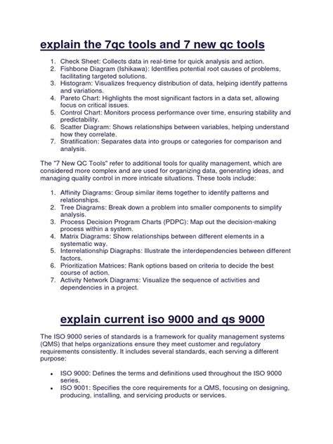 Explain The 7qc Tools And 7 New Qc Tools Pdf Risk Risk Management