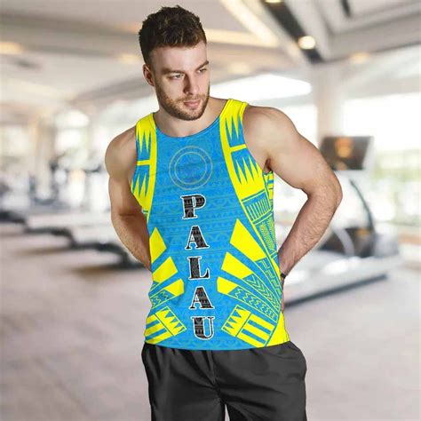Palau Men Tank Top Polynesian Tattoo Flag