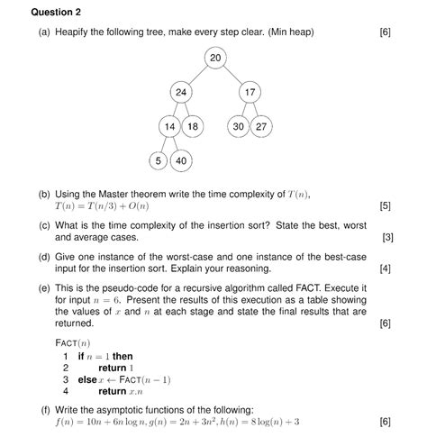 Solved A Heapify The Following Tree Make Every Step Chegg