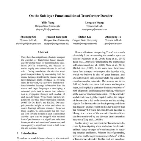 On The Sub Layer Functionalities Of Transformer Decoder Acl Anthology