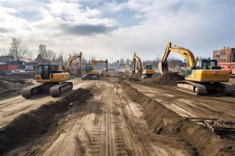 Construction Site With Machines Being Used To Build New Structures