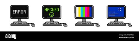 Pixel Computers With Error Set Stock Vector Image And Art Alamy