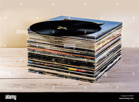 Stack Of Old Long Playing Album Records Stock Photo Alamy