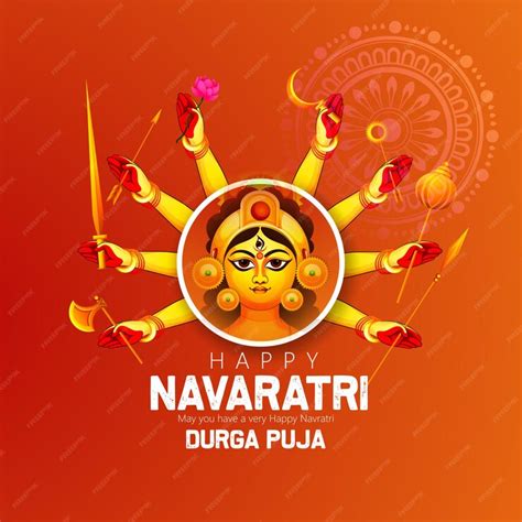 Shubh Navratri Durga Puja 훌륭하고 창의적인 Happy Navratri를 위한 혁신적인 추상 또는 포스터