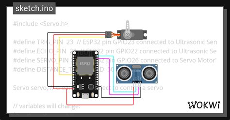 Ultrasonic Sensor With Servomotor Copy Wokwi Esp32 Stm32 Arduino