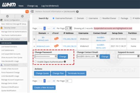 How To Change The CPanel Account Password Using WHM KnownHost