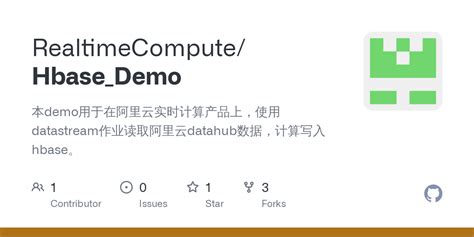 GitHub RealtimeCompute Hbase Demo 本demo用于在阿里云实时计算产品上使用datastream