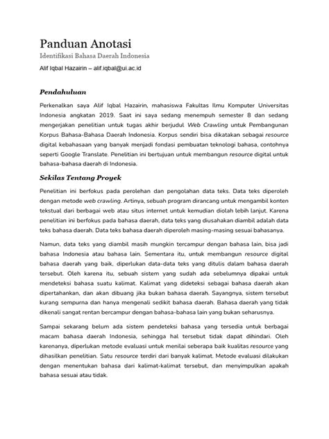 Annotation Guideline Identifikasi Bahasa Daerah Indonesia Pdf