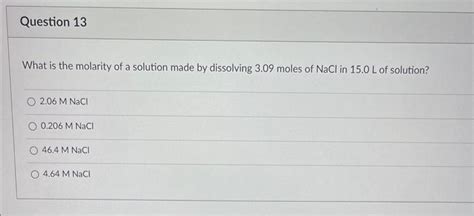 Solved What Is The Molarity Of A Solution Made By Dissolving Chegg