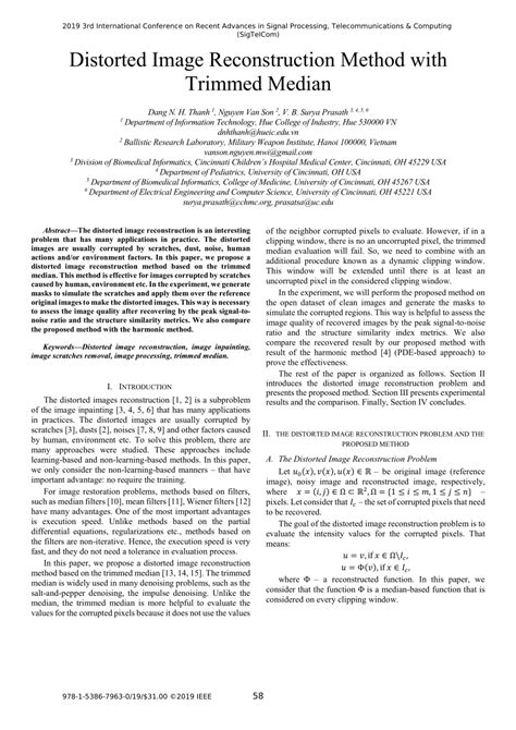 pdf distorted image reconstruction method with trimmed median