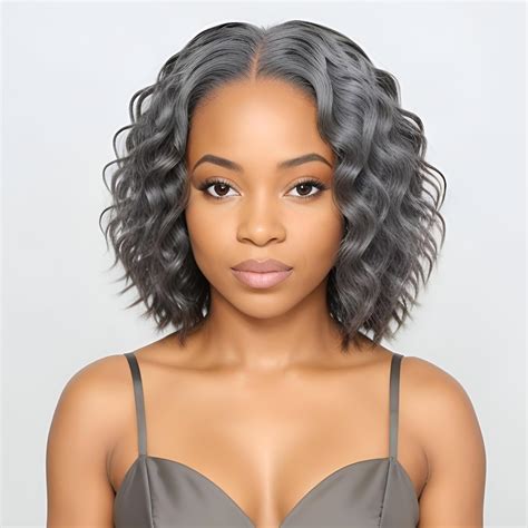 Baohuke 12 Glueless Salt And Pepper Human Hair Wigs Water