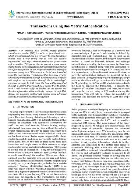 Transactions Using Bio Metric Authentication Pdf