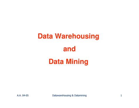 Data Warehousing And Data Mining Data Warehousing And Data Mining