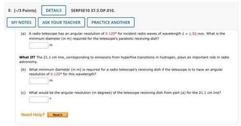 A A Radio Telescope Has An Angular Resolution Of