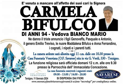 Funerali A Terzigno Carmela Bifulco Necrologi Italia