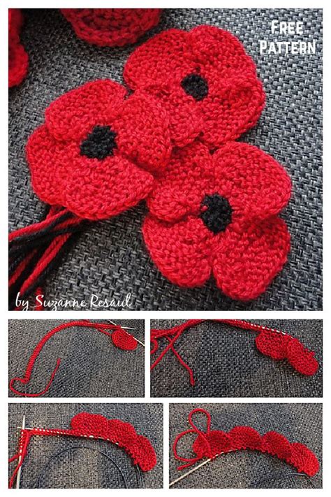 3 Poppy Flower Free Knitting Pattern Artofit