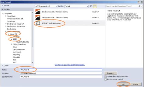 Create ASP NET MVC Application In C And Visual Studio