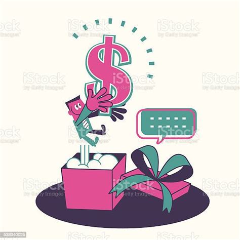 Pengusaha Melompat Keluar Dari Kotak Dengan Uang Ilustrasi Stok Unduh