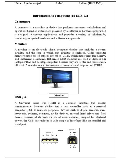 Introduction To Computing Assignment 1 Pdf Computer Monitor Computer Hardware