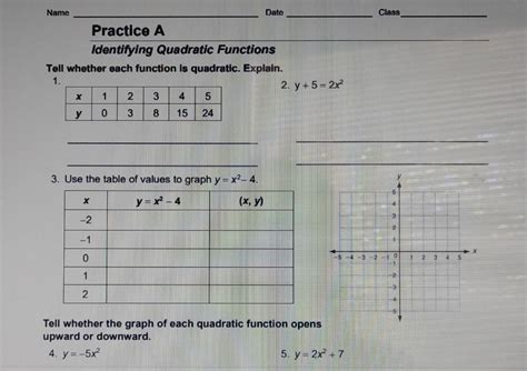 Solved Class Name Date Practice A Identifying Quadratic