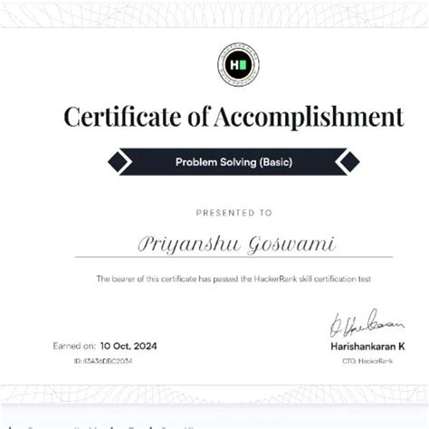 Priyanshu Goswami On Linkedin Hackerrank Certification