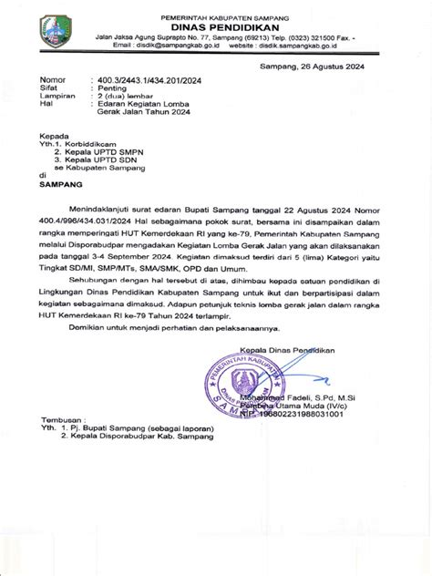 Edaran Kegiatan Lomba Gerak Jalan Tahun 2024 Pdf