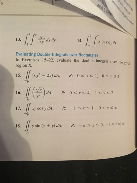 Solved Evaluating Double Integrals Over Rectangles In