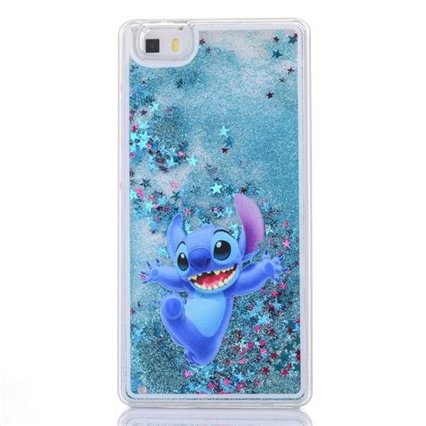 Star Shiny Diamond Cute Cartoon Blue Stitch Phone Case For Huawei Ascend P8 Lite Flow Sand
