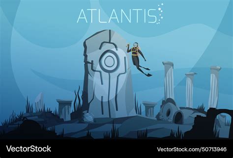 Atlantis On Ocean Bottom Royalty Free Vector Image