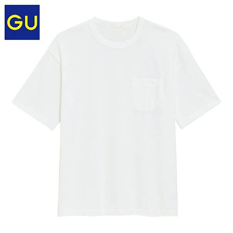 Gu Oversized Thick Pocket T Shirt White L Mens Fashion Tops