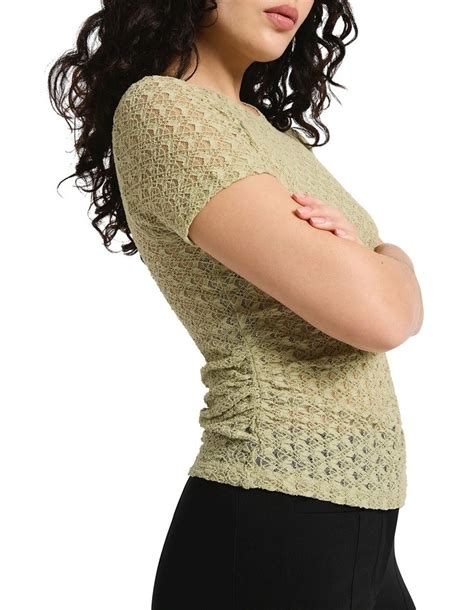 Marcs Simba Lace Tee In Green Myer