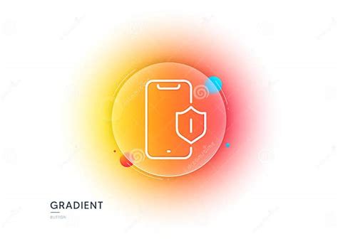Smartphone Protection Line Icon Phone Shield Sign Mobile Device